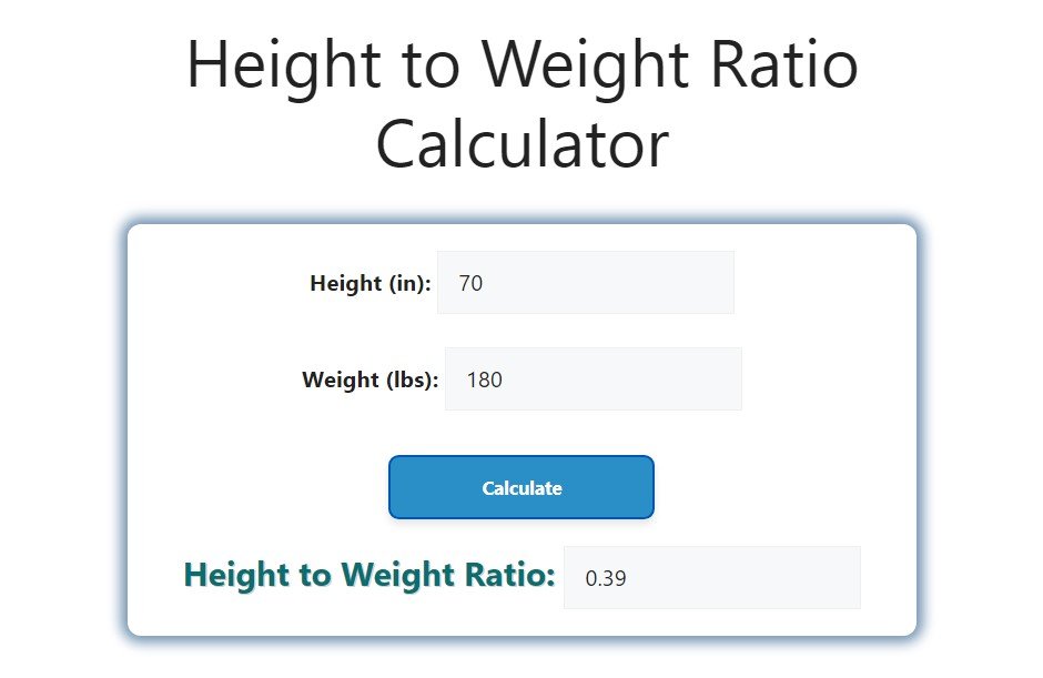 Height to Weight Ratio Calculator - Savvy Calculator