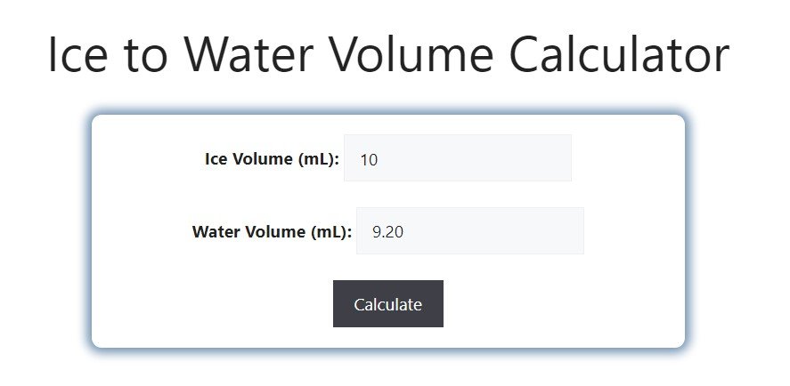 Ice to Water Volume Calculator - Savvy Calculator