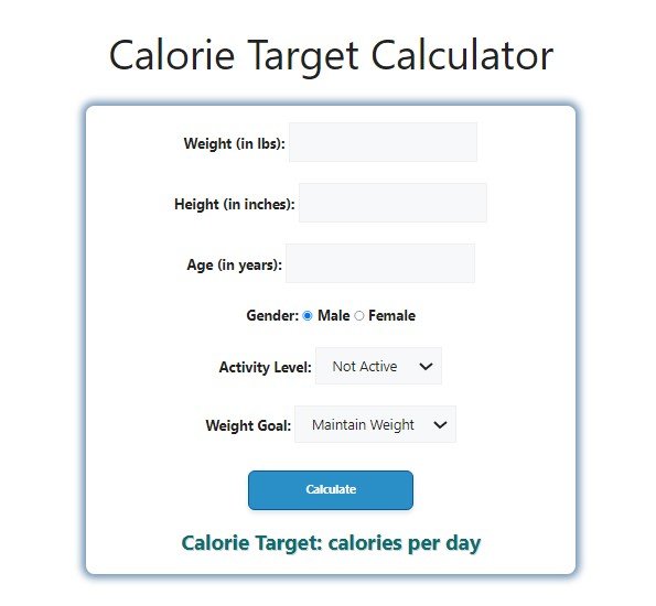 Calorie Target Calculator - Savvy Calculator