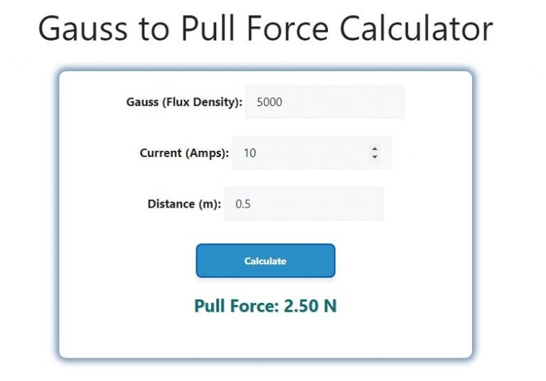 Gauss to Pull Force Calculator - Savvy Calculator