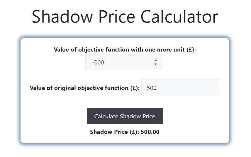 Shadow Price Calculator - Savvy Calculator