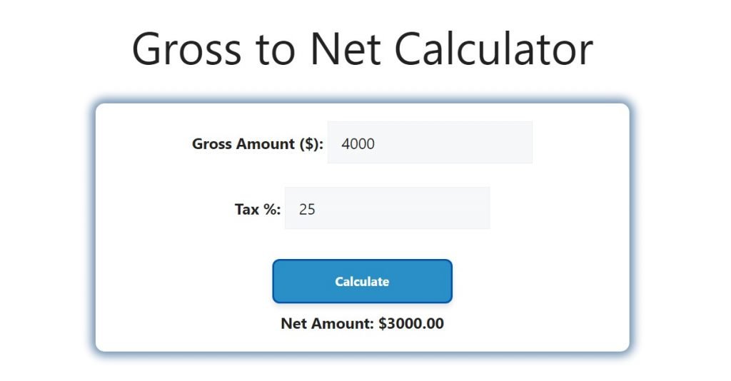 Gross to Net Calculator - Savvy Calculator