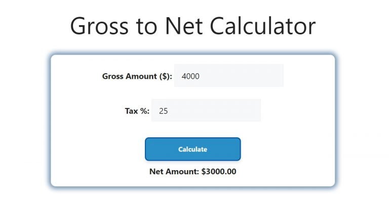 Gross to Net Calculator - Savvy Calculator