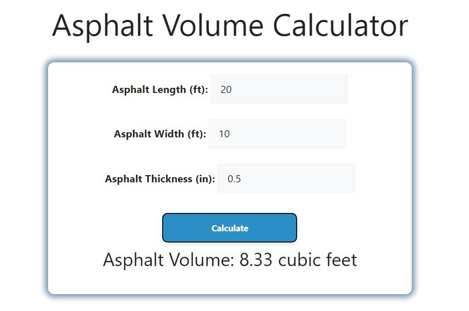 Asphalt Volume Calculator - Savvy Calculator