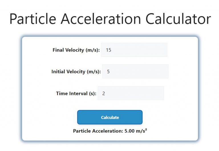 Particle Acceleration Calculator - Savvy Calculator Particle Acceleration Calculator - Savvy Calculator