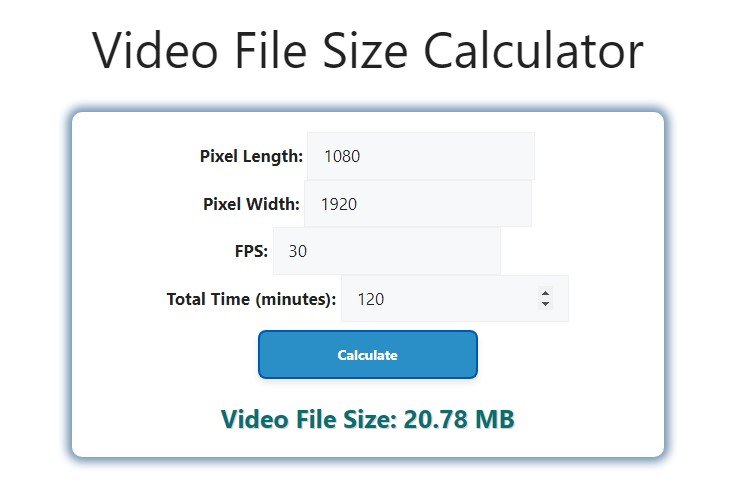 Video File Size Calculator - Savvy Calculator