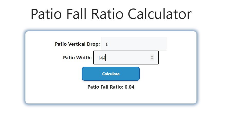 Patio Fall Ratio Calculator - Savvy Calculator