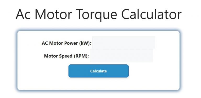 Ac Motor Torque Calculator - Savvy Calculator