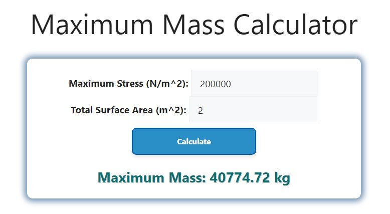 Maximum Mass Calculator - Savvy Calculator