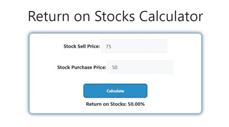 Return on Stocks Calculator - Savvy Calculator