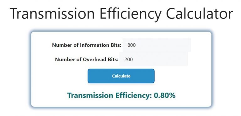 Transmission Efficiency Calculator - Savvy Calculator