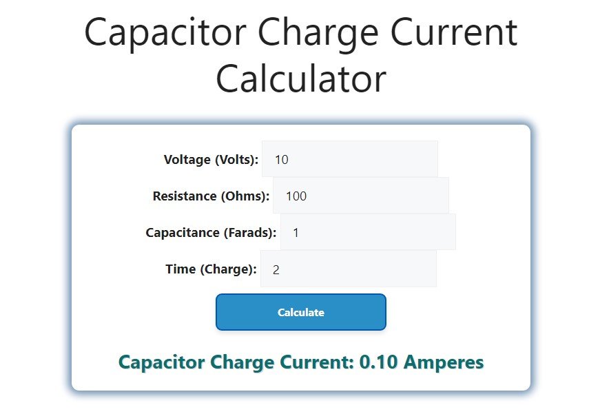 Capacitor Charge Current Calculator - Savvy Calculator
