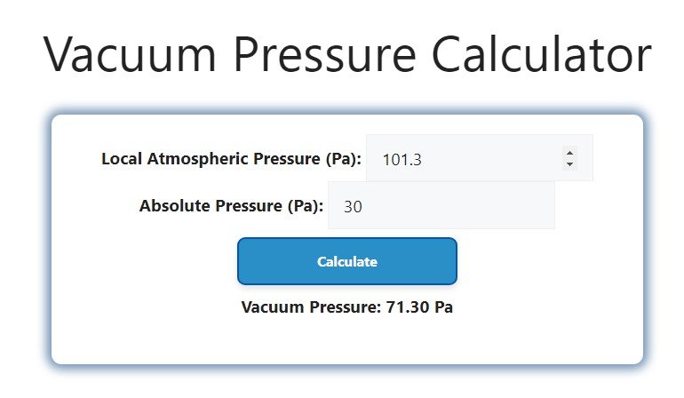 Vacuum Pressure Calculator - Savvy Calculator