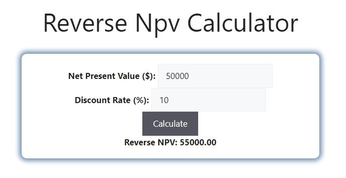 Reverse Npv Calculator - Savvy Calculator