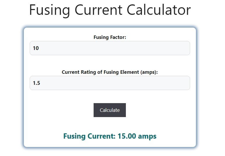 Fusing Current Calculator - Savvy Calculator
