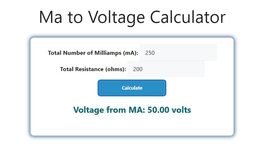 Ma to Voltage Calculator - Savvy Calculator
