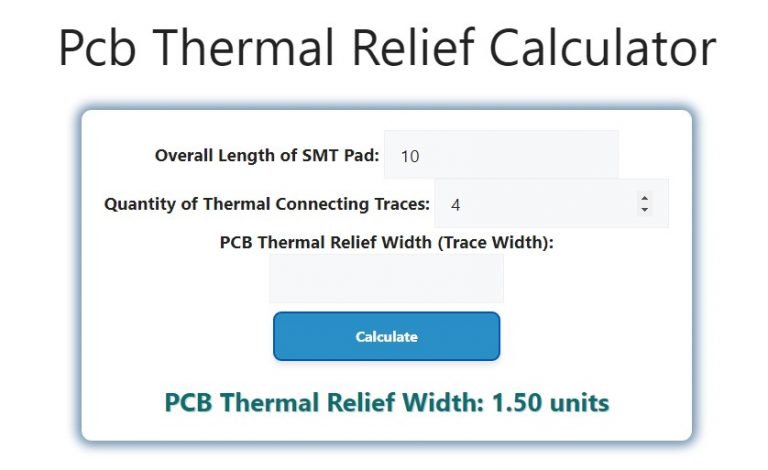 Pcb Thermal Relief Calculator - Savvy Calculator