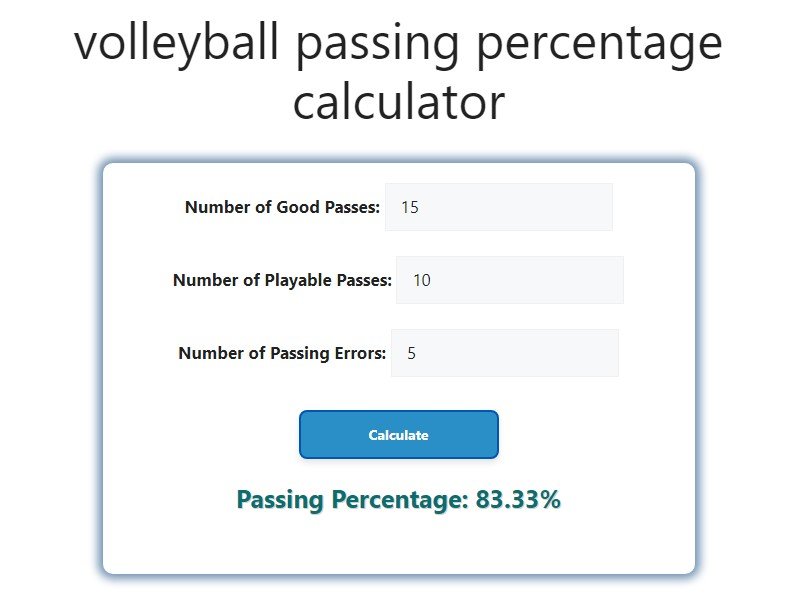 volleyball passing percentage calculator - Savvy Calculator