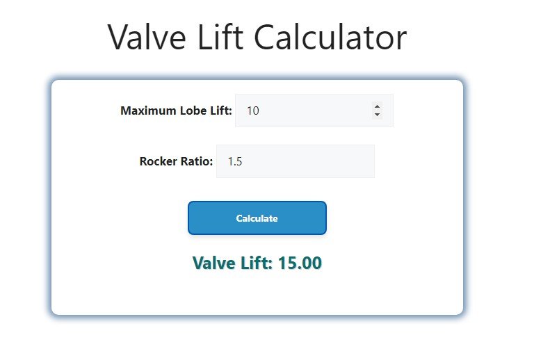 Valve Lift Calculator - Savvy Calculator