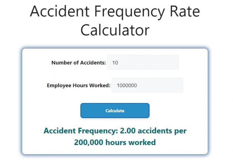 Accident Frequency Rate Calculator - Savvy Calculator
