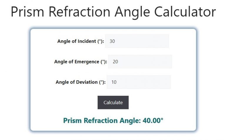 Prism Refraction Angle Calculator - Savvy Calculator