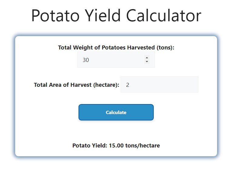 Potato Yield Calculator - Savvy Calculator