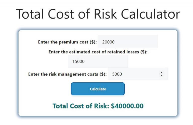 Total Cost of Risk Calculator - Savvy Calculator