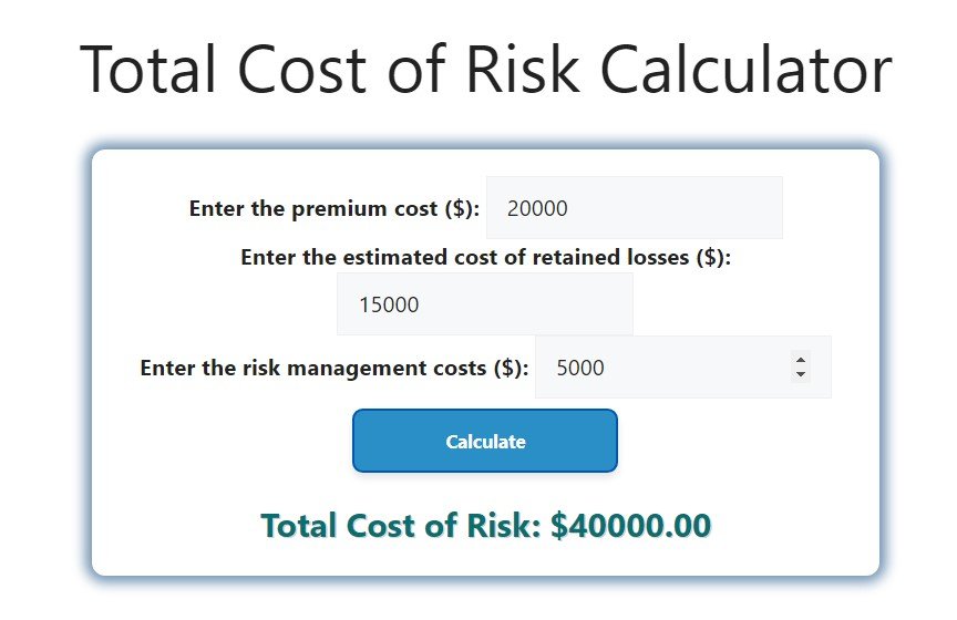 Total Cost of Risk Calculator - Savvy Calculator