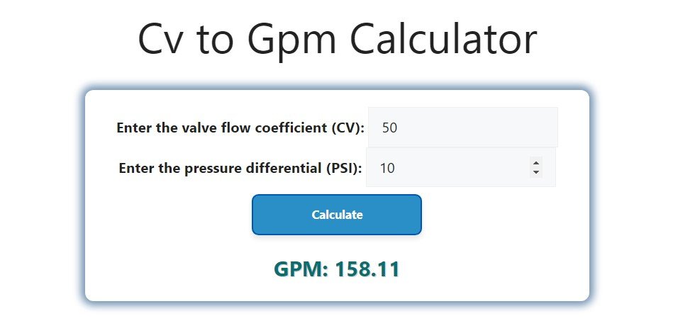 Cv to Gpm Calculator - Savvy Calculator