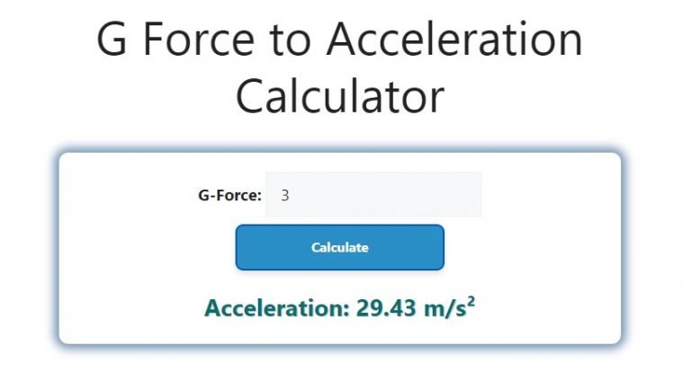 G Force to Acceleration Calculator - Savvy Calculator