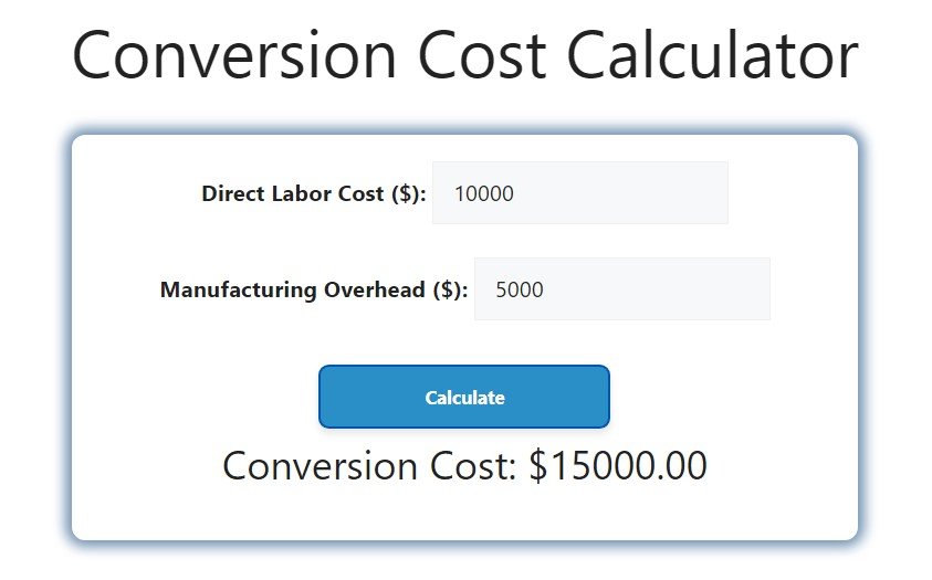 Conversion Cost Calculator - Savvy Calculator