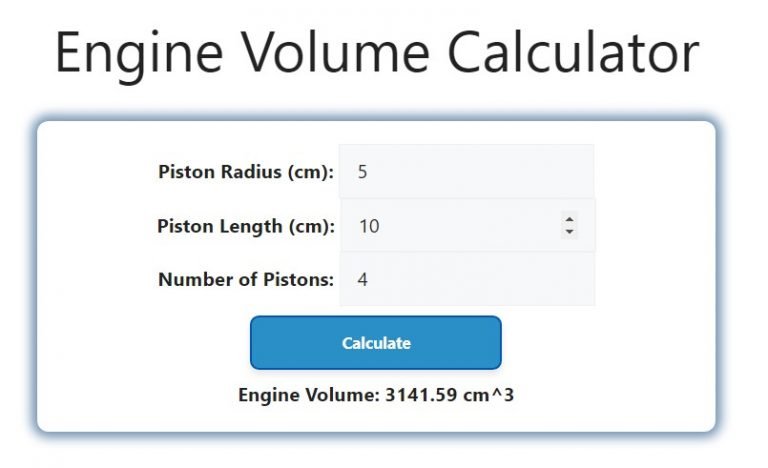 Engine Volume Calculator - Savvy Calculator