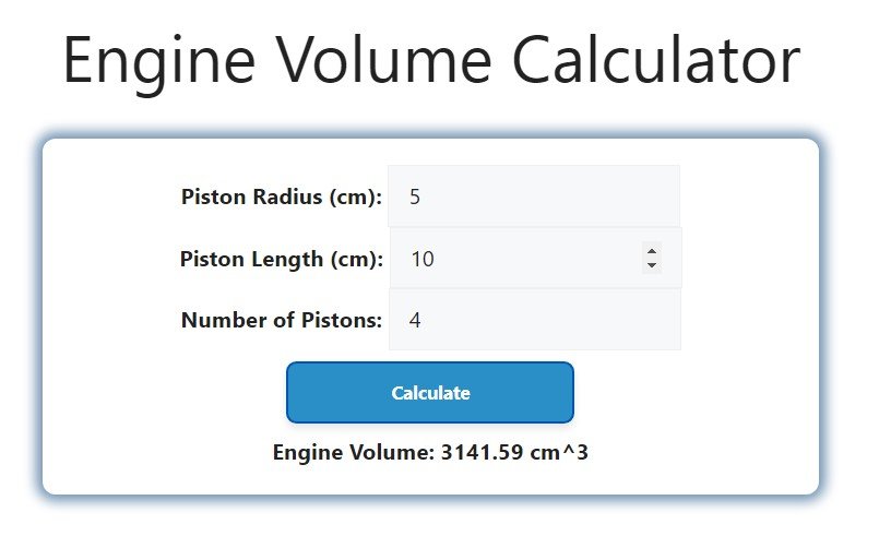 Engine Volume Calculator - Savvy Calculator