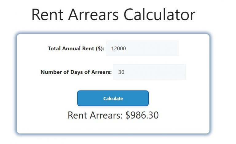 Rent Arrears Calculator - Savvy Calculator