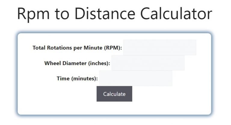 Rpm to Distance Calculator - Savvy Calculator