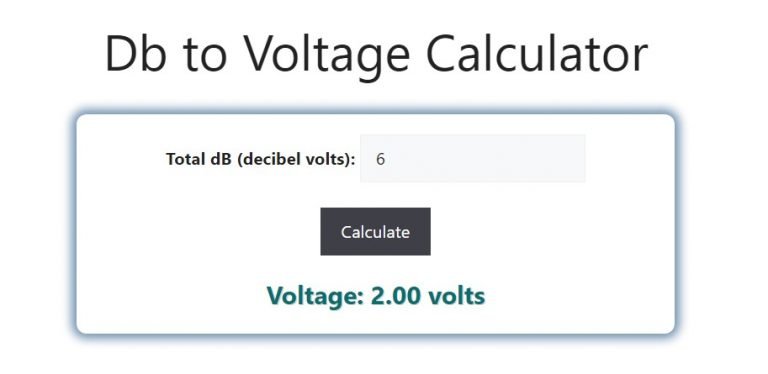 Db to Voltage Calculator - Savvy Calculator