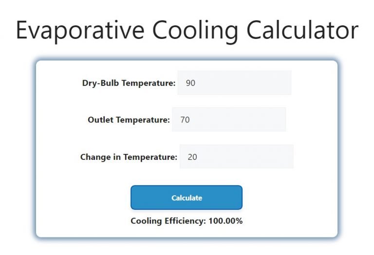 Evaporative Cooling Calculator - Savvy Calculator