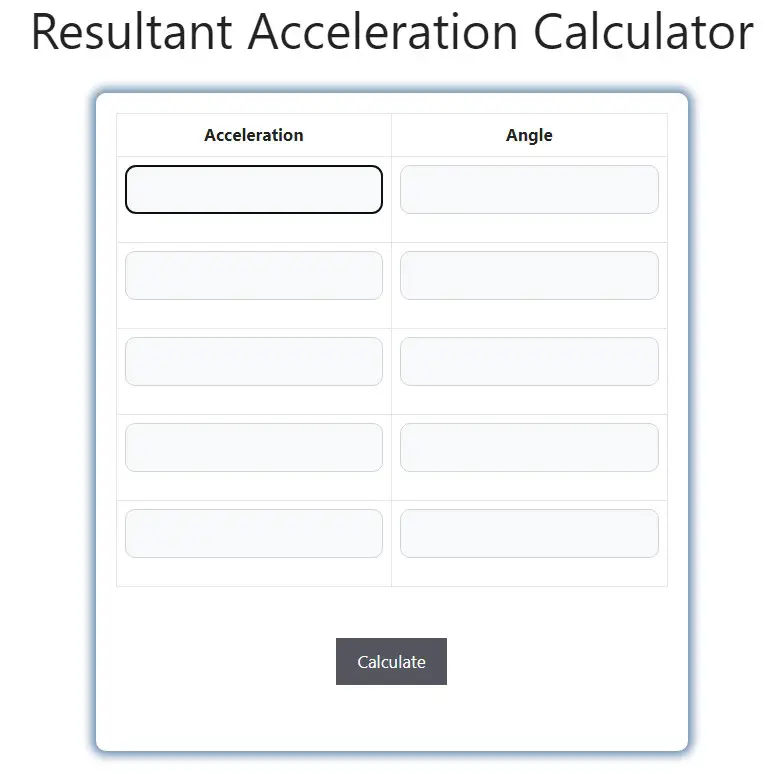 Resultant Acceleration Calculator - Savvy Calculator Resultant Acceleration Calculator - Savvy Calculator