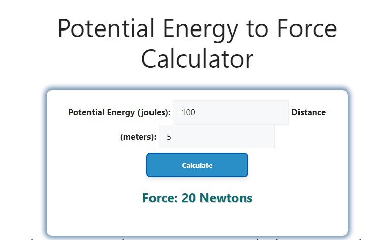 Potential Energy to Force Calculator - Savvy Calculator