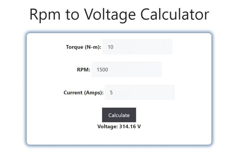 Rpm to Voltage Calculator - Savvy Calculator