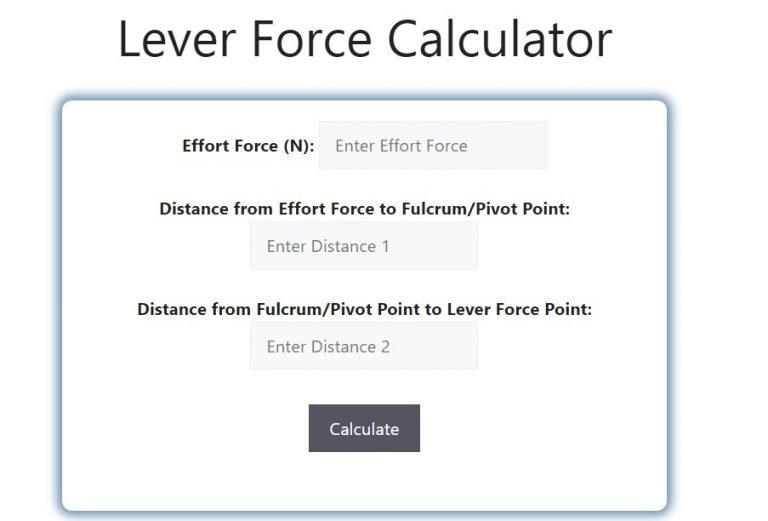 Lever Force Calculator - Savvy Calculator