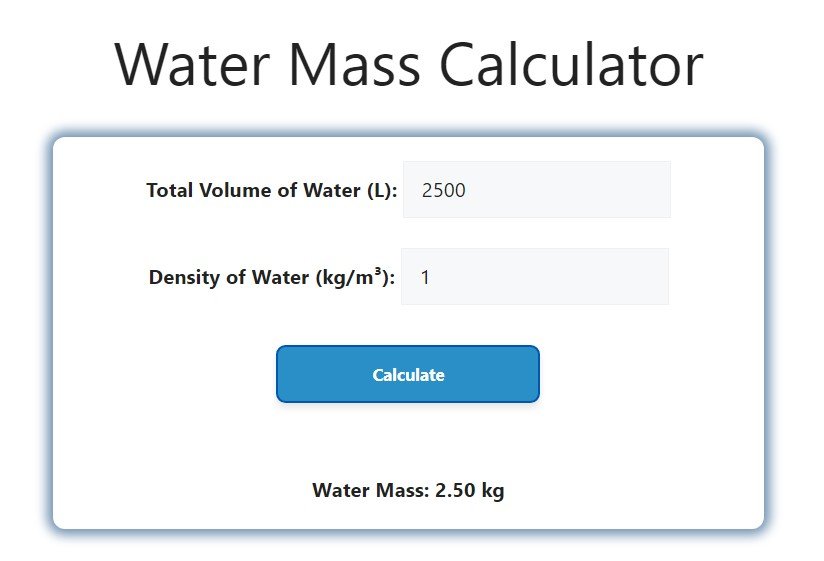 Water Mass Calculator - Savvy Calculator