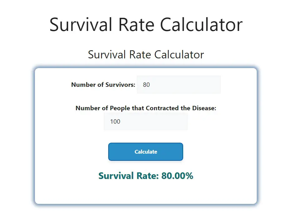 Survival Rate Calculator - Savvy Calculator Survival Rate Calculator - Savvy Calculator
