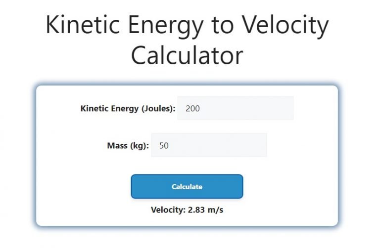 Kinetic Energy to Velocity Calculator - Savvy Calculator