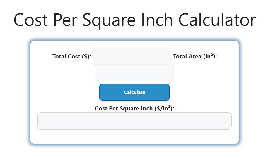 Cost Per Square Inch Calculator - Savvy Calculator