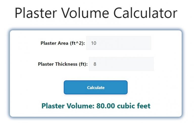 Plaster Volume Calculator - Savvy Calculator