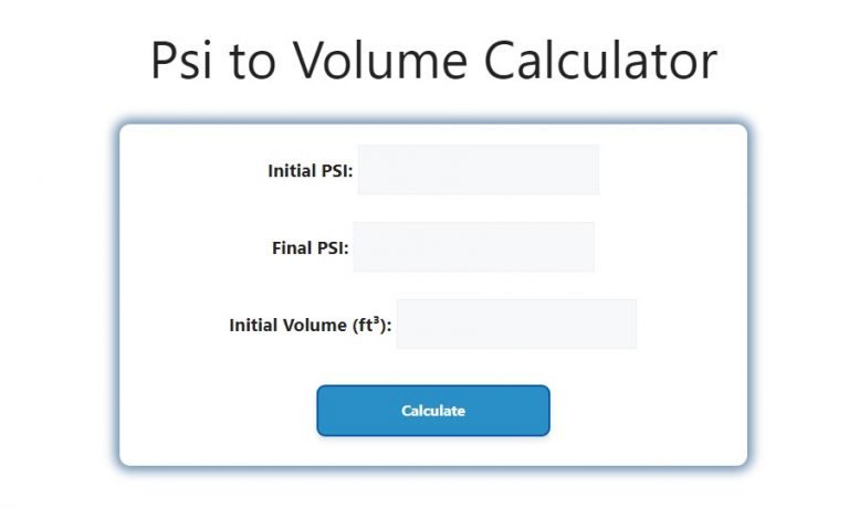 Psi to Volume Calculator - Savvy Calculator
