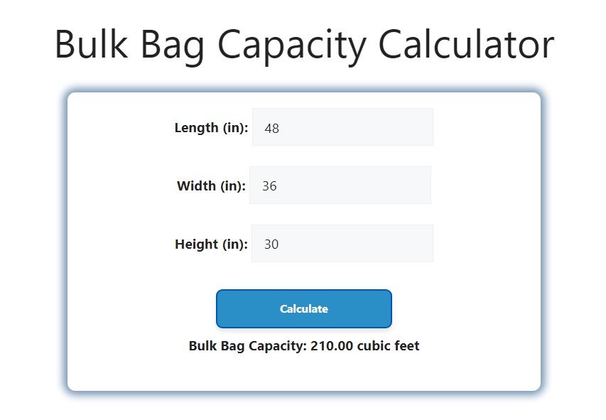 Bulk Bag Capacity Calculator - Savvy Calculator