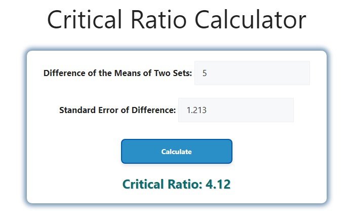 Critical Ratio Calculator - Savvy Calculator