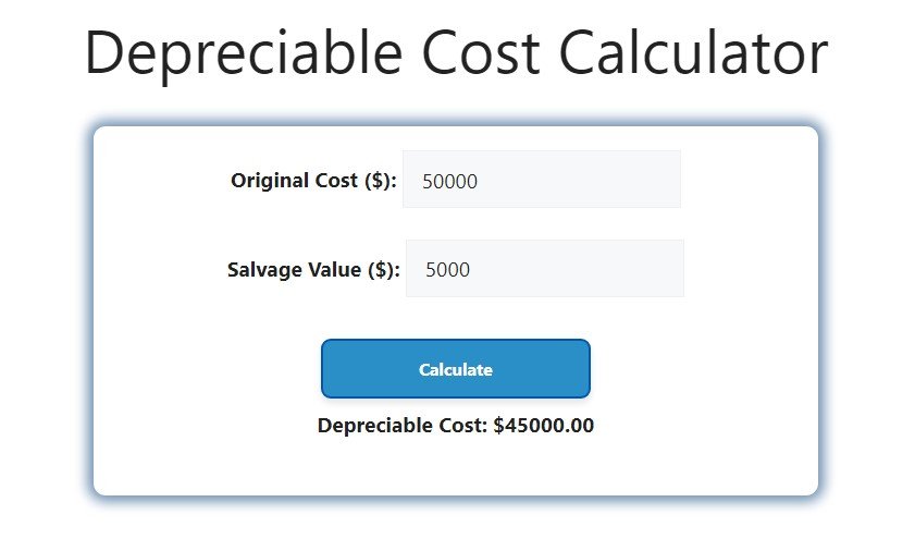Depreciable Cost Calculator - Savvy Calculator